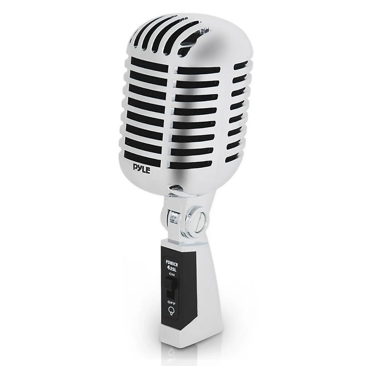 Pyle Classic Retro Dynamic Vocal Microphone + Amazon Basics Adjustable Boom Height Microphone Stand