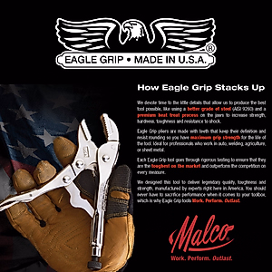 Malco Eagle Grip LP10R Locking Tool, 10" Straight Jaw