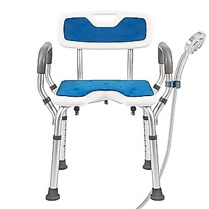 Shower Chair with Arms and Back Heavy Duty 330lbs, Shower Chair for Inside Shower, Shower Seat for Inside Shower Bathroom Chair with Cutout Seat & Cold-Proof Pads, Tools-Free Assembly