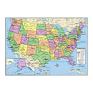 US and World Desk Map (13" x 18" Laminated) for Students, Home or Classroom Use by Lighthouse Geographics