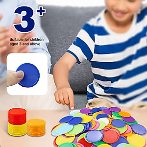 YEXPRESS 500 Pieces Plastic Poker Chips, Poker Card Game Chips Bulk, Counting Discs Markers for Learning Math Counting, Game Play, 37mm/10 Colors