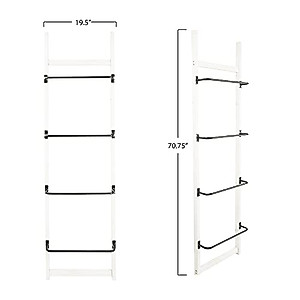 Creative Co-Op Wood Rack with 4 Metal Bars Wall Shelves, Cream