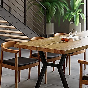 homary 70.9" Natural Industrial Dining Table for 6-8 People, Rectangular Wood Kitchen Table with Metal Legs