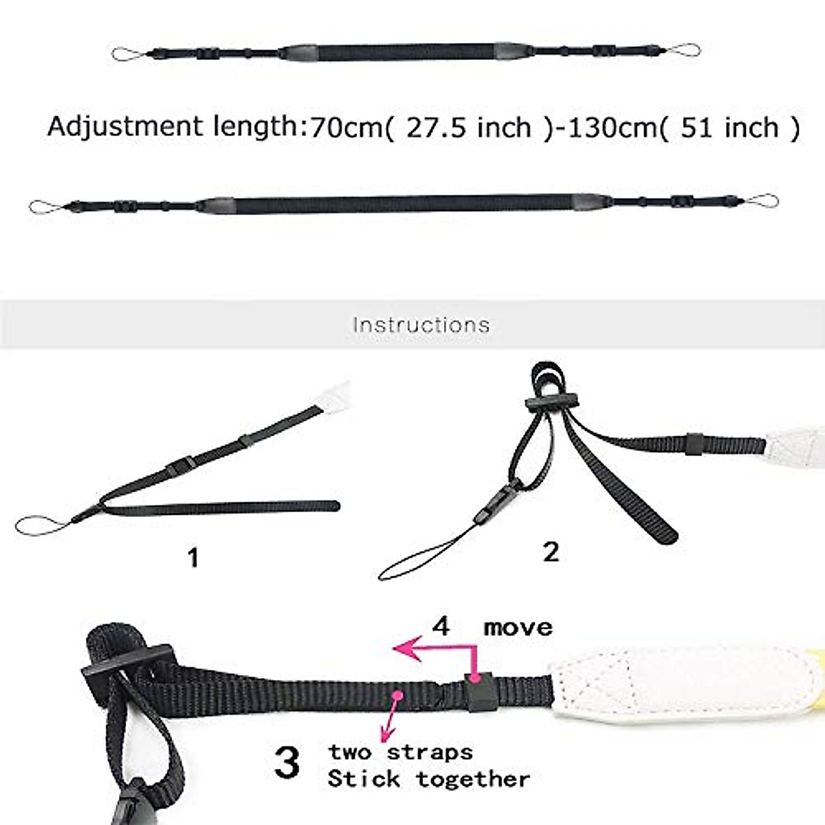 CHMETE Camera Neck Strap/Thin Camera Strap or Binoculars Strap Black