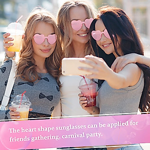 Flutesan 42 Pairs Heart Shaped Sunglasses Bulk Color Rimless Transparent Frameless Glasses for Women Summer Party Favor(Pink)