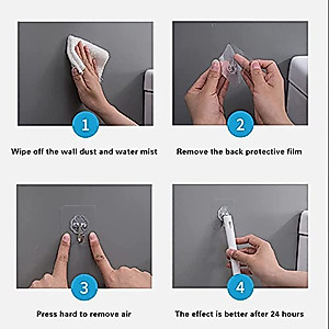 Shuangqi Wall Hook Clear Plastic Adhesive Stick 2.36inch Small Square Waterproof Hook for Shower Bathroom Kitchen Heavy Hanging 12pcs
