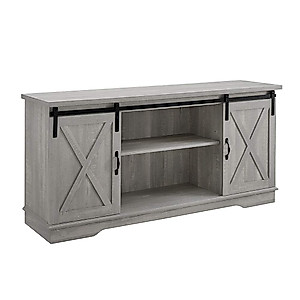 Home Accent Furnishings Tucker 58 Inch Sliding Barn Door TV Console in Stone Grey