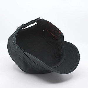 The Vintage Year Washed Cadet Cotton Twill Adjustable Military Radar Distressed Caps (Distressed Black)
