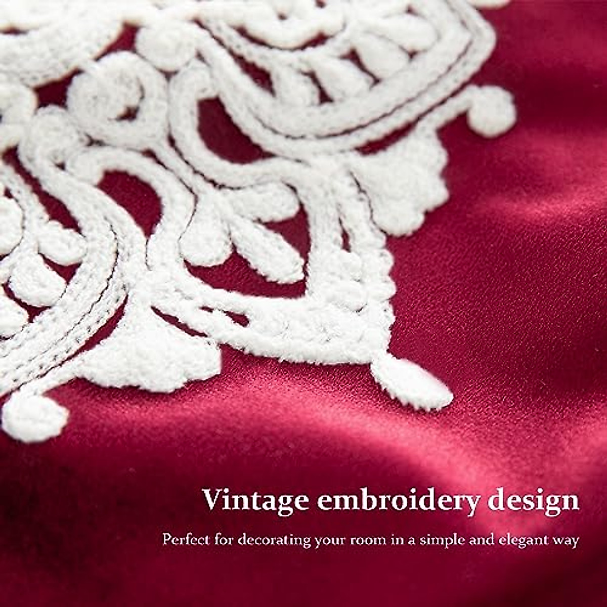 VOGOL Extra Long Farmhouse Curtains, 2 Panels Luxury Velvet Black Out Curtains Drapes Window Covering for Living Room 60 x 106 in Bundle with Matching Throw Pillow Cover (18x18 in)