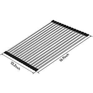 Roll Up Dish Drying Rack in Sink Stainless Steel Kitchen Folding Rack Over Sink Dish Drainer16.9’’(L) x10.2’’(W)