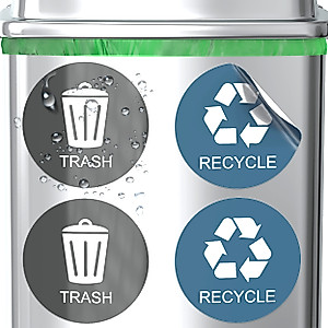 VBAP CORP Recycle Trash Bin Sticker - (Pack of 4) 3" Round Logo Sign Decal Labels Self-Adhesive Vinyl Laminated. Waterproof Indoor and Outdoor (Aquamarine/Grey)