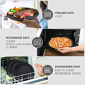 MISS BIG Dinner Plates, 10 inches Plastic Plates Set of 4,Lightweight Wheat Straw Plates, for Children & Adult Unbreakable Dinnerware Plates, No BPAs and No Chemical Dyes, Kids Plates(Black)