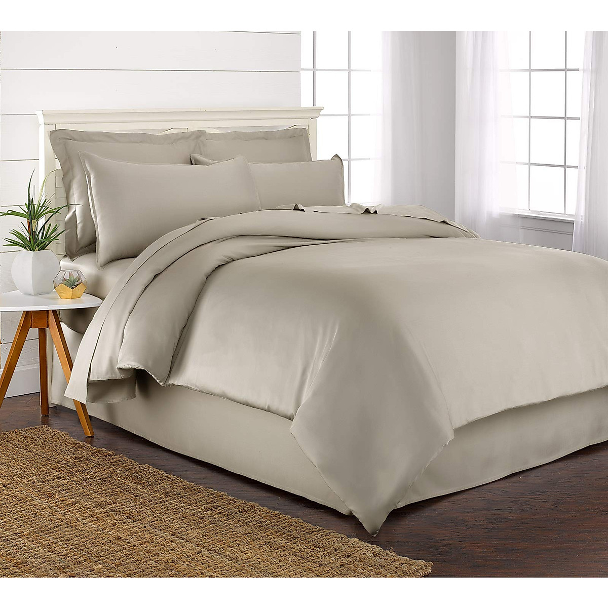 LinenEra Eastern King Size (118" x 110") Size Duvet Cover Set 100% Organic Luxuriously Soft and Cooling 1 Piece Set Zipper Closure Duvet Cover with Ties Cream Comforter Cover