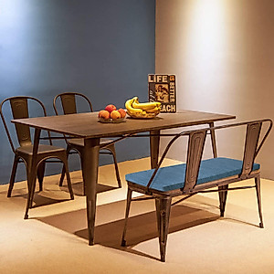 baibu 40 Inch Metal Bench Cushion with Ties, Non-Slip Rectangle Bench Seat Cushion Kitchen Bench Cushion with Machine Washable Cover - One Pad Only (Light Blue, 40x15x1.5in)