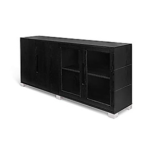 Zuri Furniture Hayes Modern Cabinet with Glass Doors - Black Oak