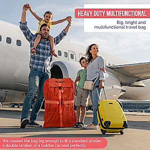 Da Rush Stroller Bag for Airplane Travel - Heavy Duty Multifunctional Stroller Bag with Luggage Strap to Use as Car Seat Travel Belt - 3 in 1 Gate Check Bag that Fits Standard or Double Strollers