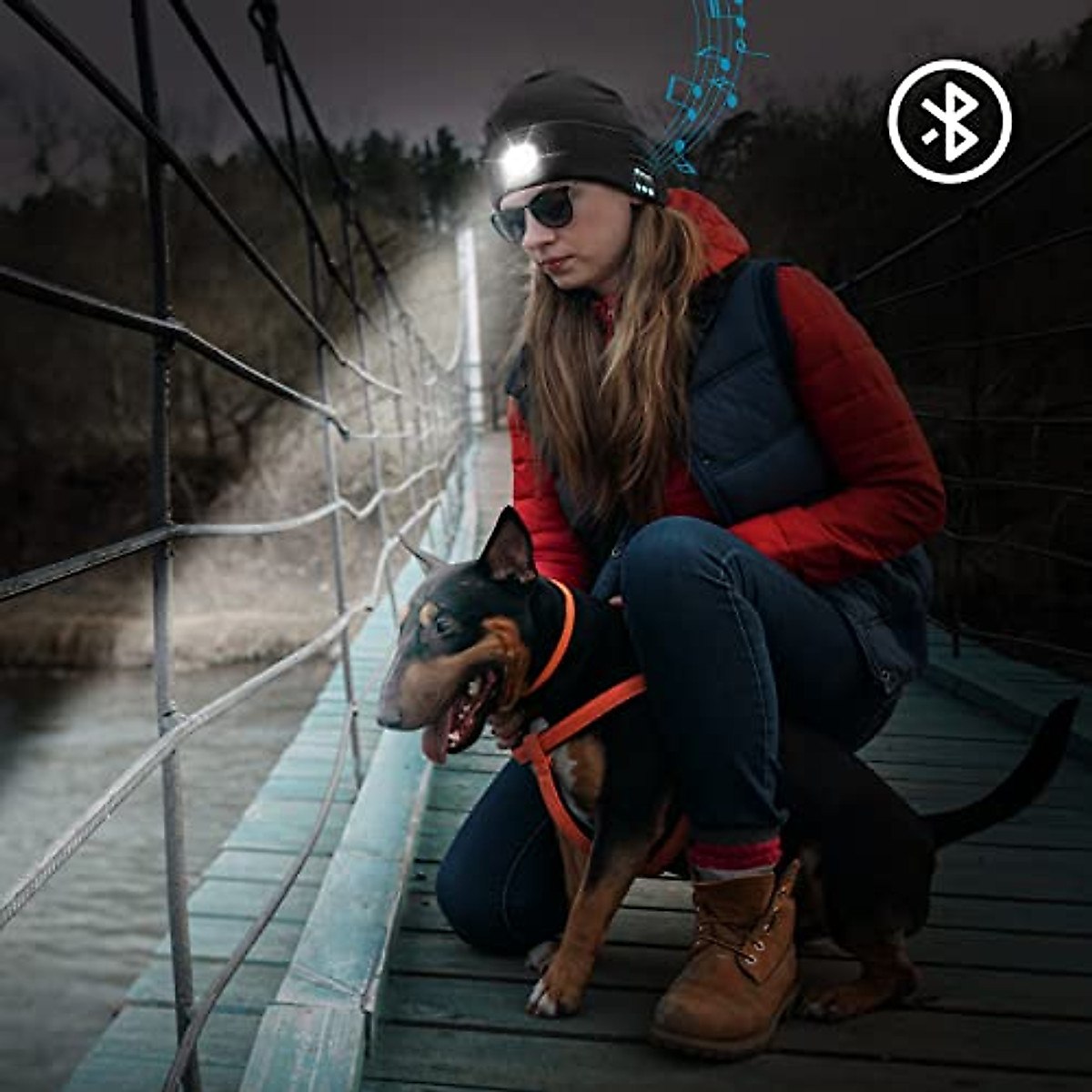 Ocatoma Bluetooth Beanie Warm Hat with Light Headphone Unique Tech Gifts for Men Dad Him Teenage Christmas Stocking Stuffers Black