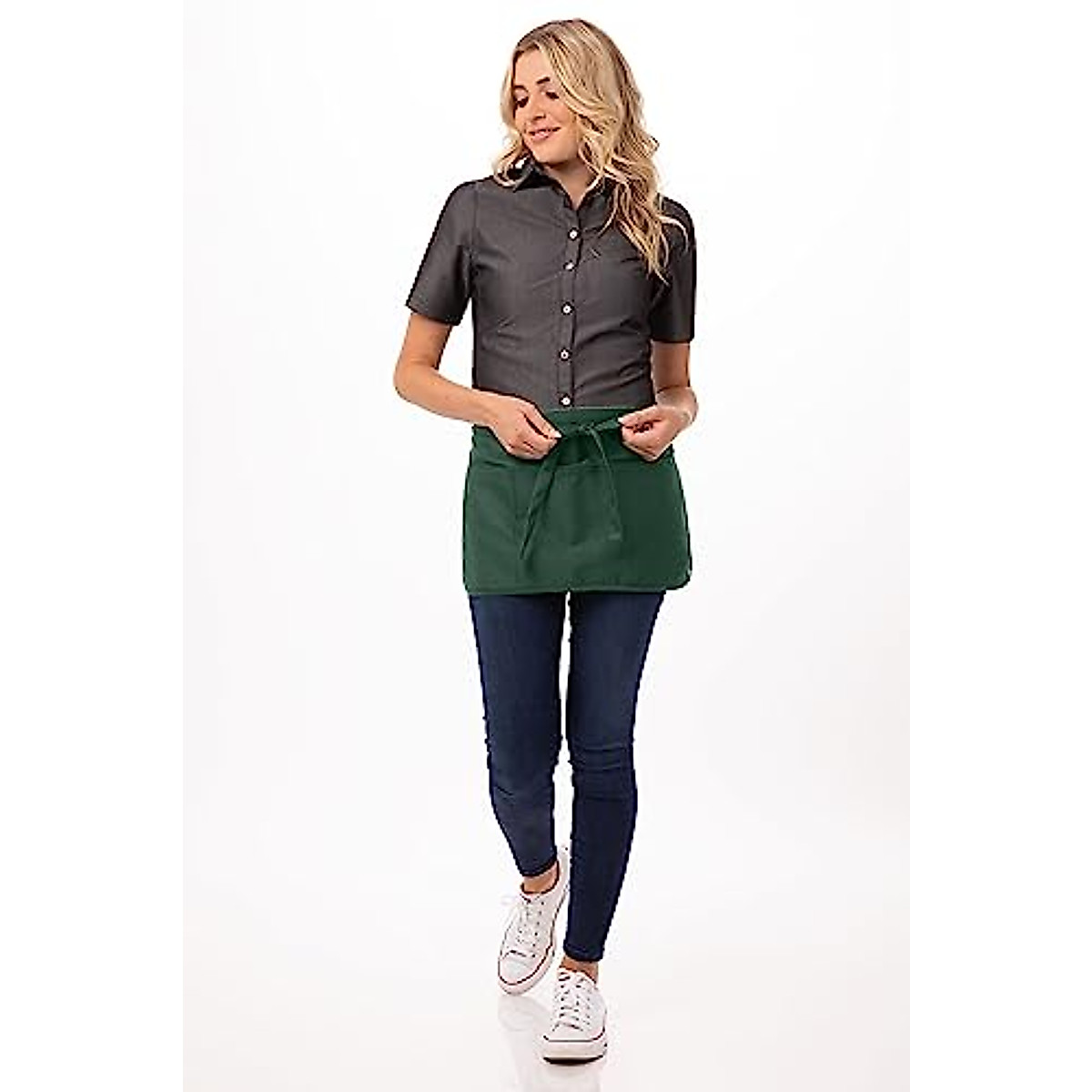 Chef Works Unisex Reversible Waitress Apron, Hunter Green, One Size