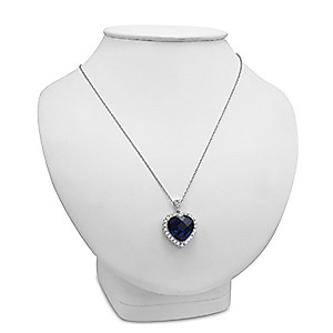 Amanda Rose Colection Heart of the Ocean Created Blue and White Sapphire Pendant Necklace for Women in 925 Sterling Silver (12ct tw) on an 18 inch Sterling Silver Chain