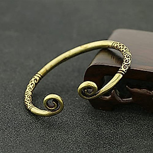 ZGPTX Handmade Pure Copper Chinese Super Hero Monkey King Hoop Bangle Antique Brass Sun Wu Kong Bracelet for Women Men Fashion Jewelry