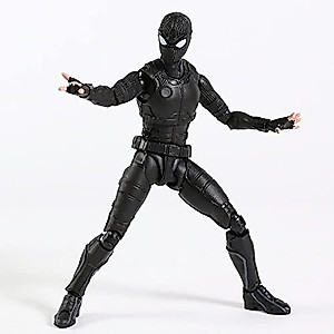 SHFiguarts Spider Man Far from Home Peter Parker Black Spiderman Stealth Suit 5"/14 cm Joints Moveable Action Figure Collectable Model Ornaments Toy Box Set