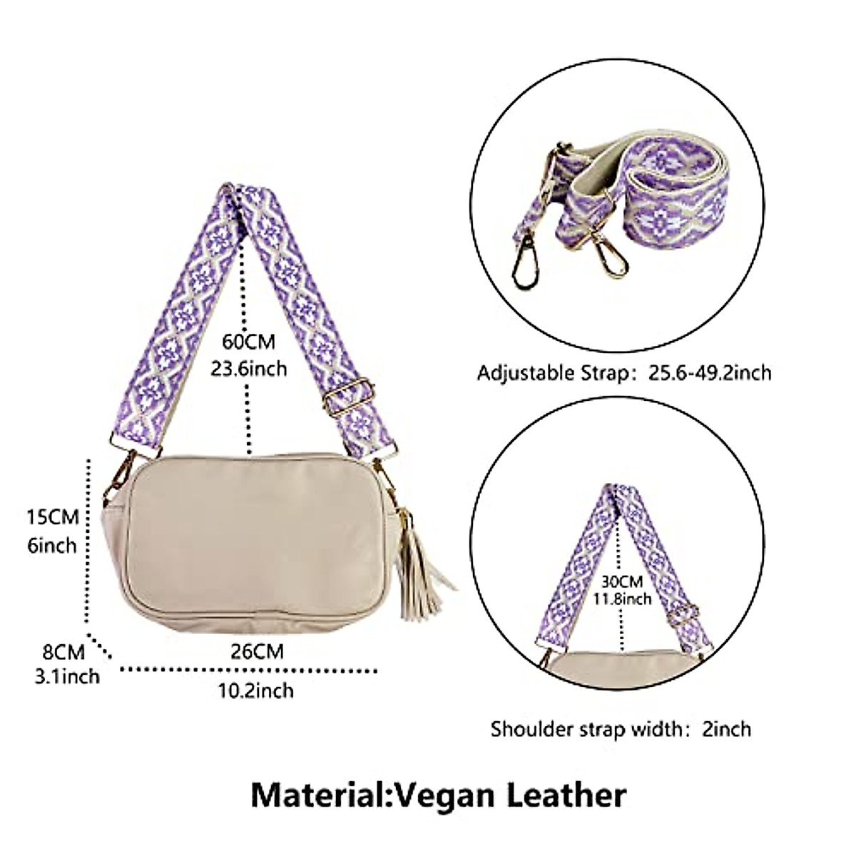 FAYBA Crossbody Bag for Women, Crossbody Purse Wide Strap Shoulder Bag With Top Zipper Tassel