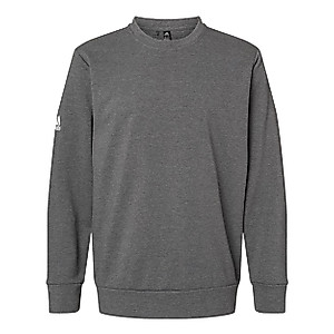 adidas Mens Fleece Crewneck Sweatshirt, L, Dark Grey Heather