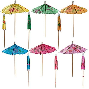 [240 Count] Umbrella Cocktail Drink Picks - Assorted Tropical Colors Party Toothpicks