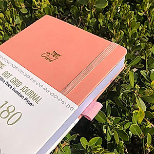 A5 OWL Dot Gird Journal Dotted Notebook By BUKE - 160 Pages, Size 5.7X8.2 Inch, 180 GSM Ultra Thick Bamboo Paper, Drawing Sketchbook(PINK)