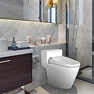 VOVO VB-6100SR Electric Smart Bidet Toilet Seat with Dryer, Heated Toilet Seat, Warm Water, LED Nightlight, Self Cleaning Nozzle - White, Round