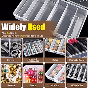 Lainballow 4 pcs 6 Grids Tackle Box Organizer, Clear Plastic Fishing Tackle Storage Box, Visible Bead Storage Containers, Utility Organizer Container Case for Crafts Beads Earrings Screws Nail Pins