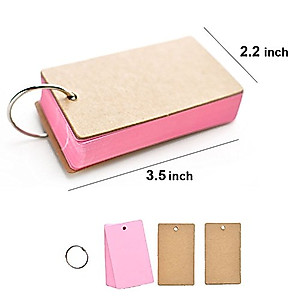 Blank Flash Cards Index Cards Note Cards with Binder Ring, Assorted Colors, 3.5 x 2.2 Inches,10 Packs, 50 Sheets/Pack