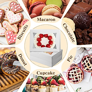 Lincia 30 Pcs White 19 x 14 x 4 Inches Cake Boxes Large Window Bakery Cake Box Rectangle Cardboard Sheet Cake Box Bakery Take out Containers for Pastries Muffins Pies Chocolate Covered Strawberries