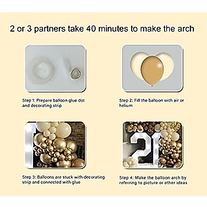 Khaki Balloon Arch Garland Kit-Ivory Balloon Gold Balloon 134Pcs for Baby Shower,Birthday,Gender Reveal,Wedding,Christmas Party Decoration.
