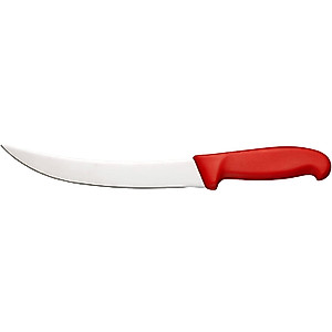 8” Red Breaking & Butcher Knife, Curved - Razor Sharp Blade - Cozzini Cutlery Imports
