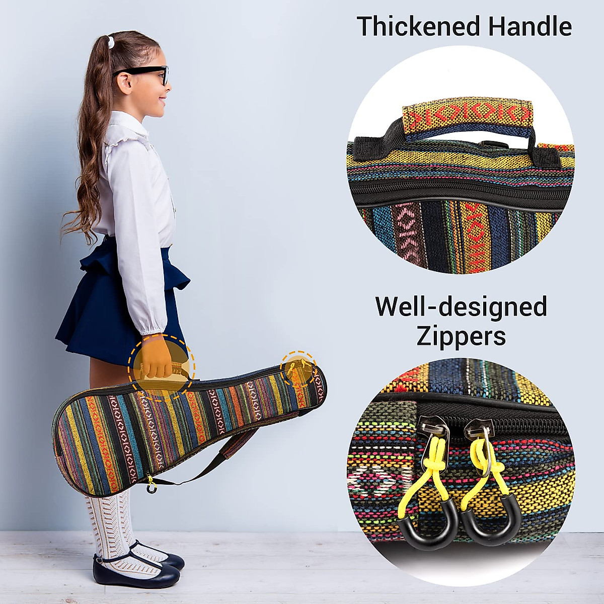 CAHAYA Concert Ukulele Bag Ukulele Case 23 Inch Soft 0.35 Inch Thick Padded with Adjustable Straps