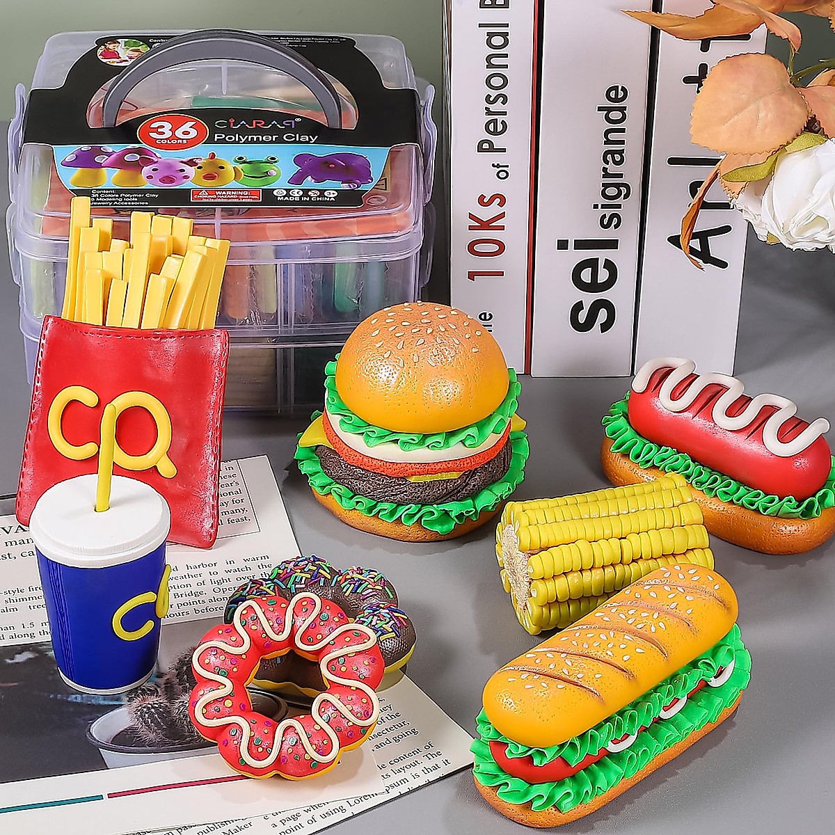 CiaraQ Polymer Clay Starter Kit-36 Colors, Modeling Clay for Kids&Beginners, Oven Baked Model Clay, Safe & Non-Toxic, Non-Sticky, with Sculpting Tools, Ideal Gift for Children&Artists