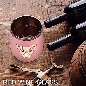 Cartoon Pigs Funny Wine Tumbler 12 Oz Stainless Steel Insulated Mug Double Wall Water Cup with Lid