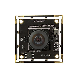 ELP 180degree Fisheye Raspberry Pi 1080P H.264 Microphone PC Web USB Security Camera for Laptop Wide Angle Mini UVC USB2.0 Video Audio Webcam Board 2MP CMOS AR0330 Lightburn Laser Camera for Computer