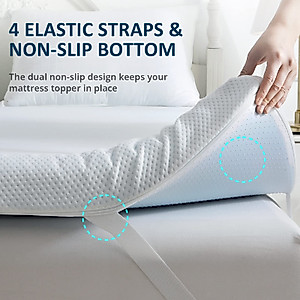 QUINEEHOM Foam Mattress Topper King 3 Inch, Egg Crate Cooling Mattress Topper with Gel Infused, Bed Topper with Removable Cover, Certipur-Us Certified