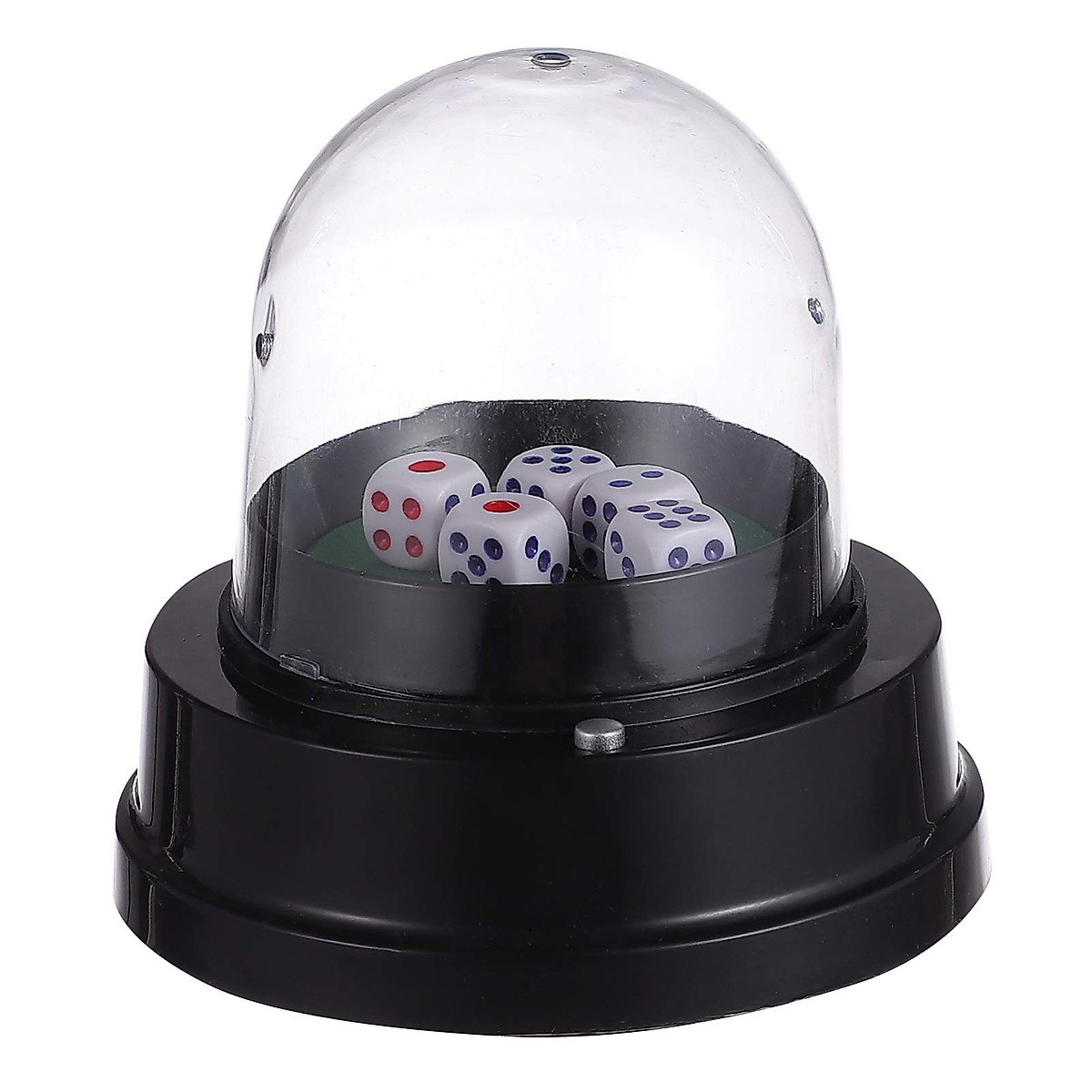 jojofuny Automatic Transparent Plastic Electrical Dice Cup with 5 Dice Transparent Plastic Cover Electrical Shaking Dice Roller Cup Set for KTV Pub Bar Party Game No Battery Black