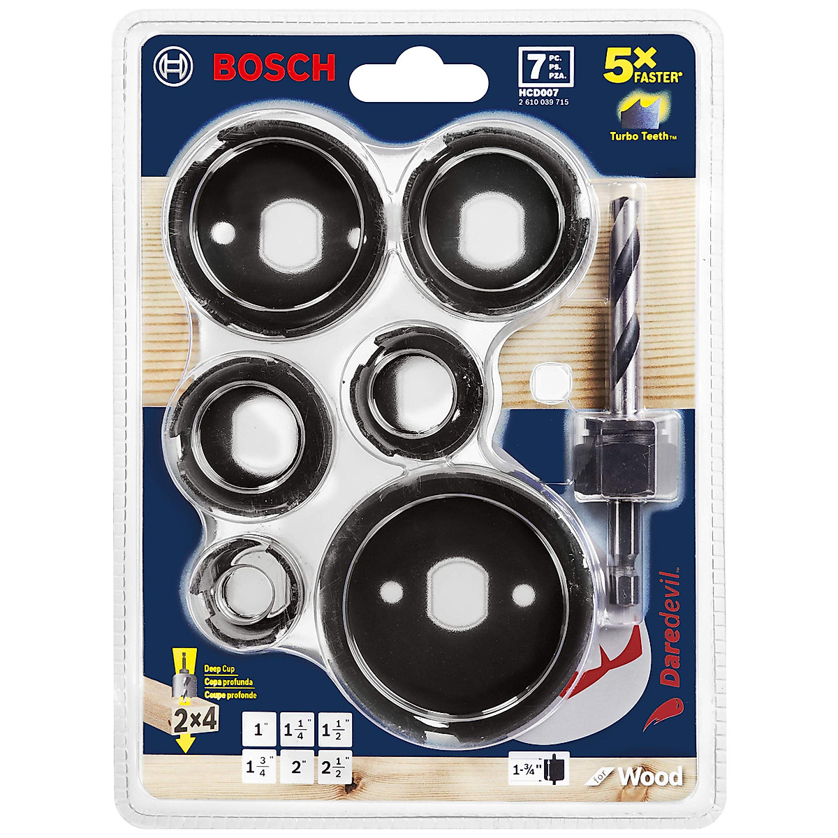 BOSCH HCD007 7 pc. Daredevil Wood Hole Saw Set