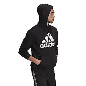 adidas Men's Essentials Big Logo Hoodie, Black/White, Medium