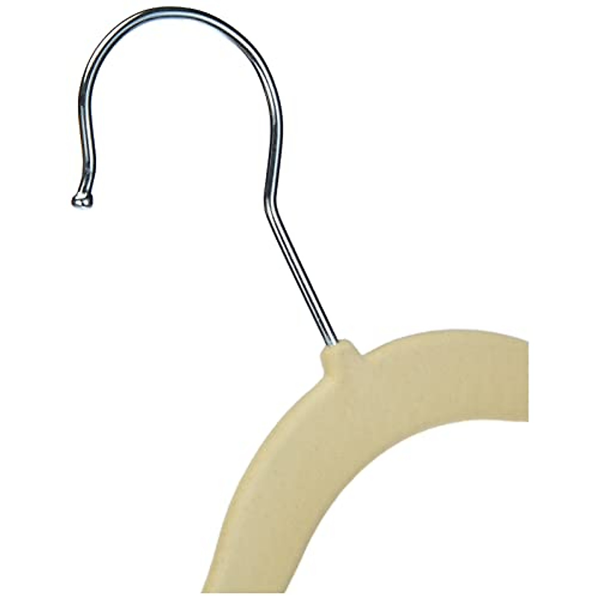 Amazon Basics Kids Velvet, Non-Slip Clothes Hangers, Beige - Pack of 30 & Slim, Velvet, Non-Slip Suit Clothes Hangers, Ivory/Silver - Pack of 30