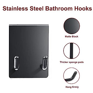 Holensun Towel Hooks Over Shower Door 0.32-0.39in Frameless Glass Hanger for Bathroom Matte Nickel Razor Squeegee Loofah Robe Holder 2 Pack (Black)