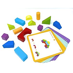 Cutie Pie Toys Blocks Stacking Game, 3D Puzzle and Problem Solving, 20 Pattern Activity Cards, 13 Shapes, for Toddlers & Preschoolers, Ages 1+