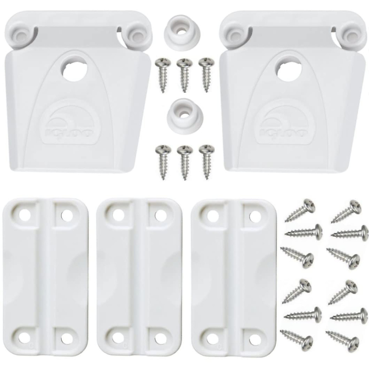 Igloo Cooler Plastic Parts Kit - 2 Latches, 3 Hinges, Latch Post & Screws