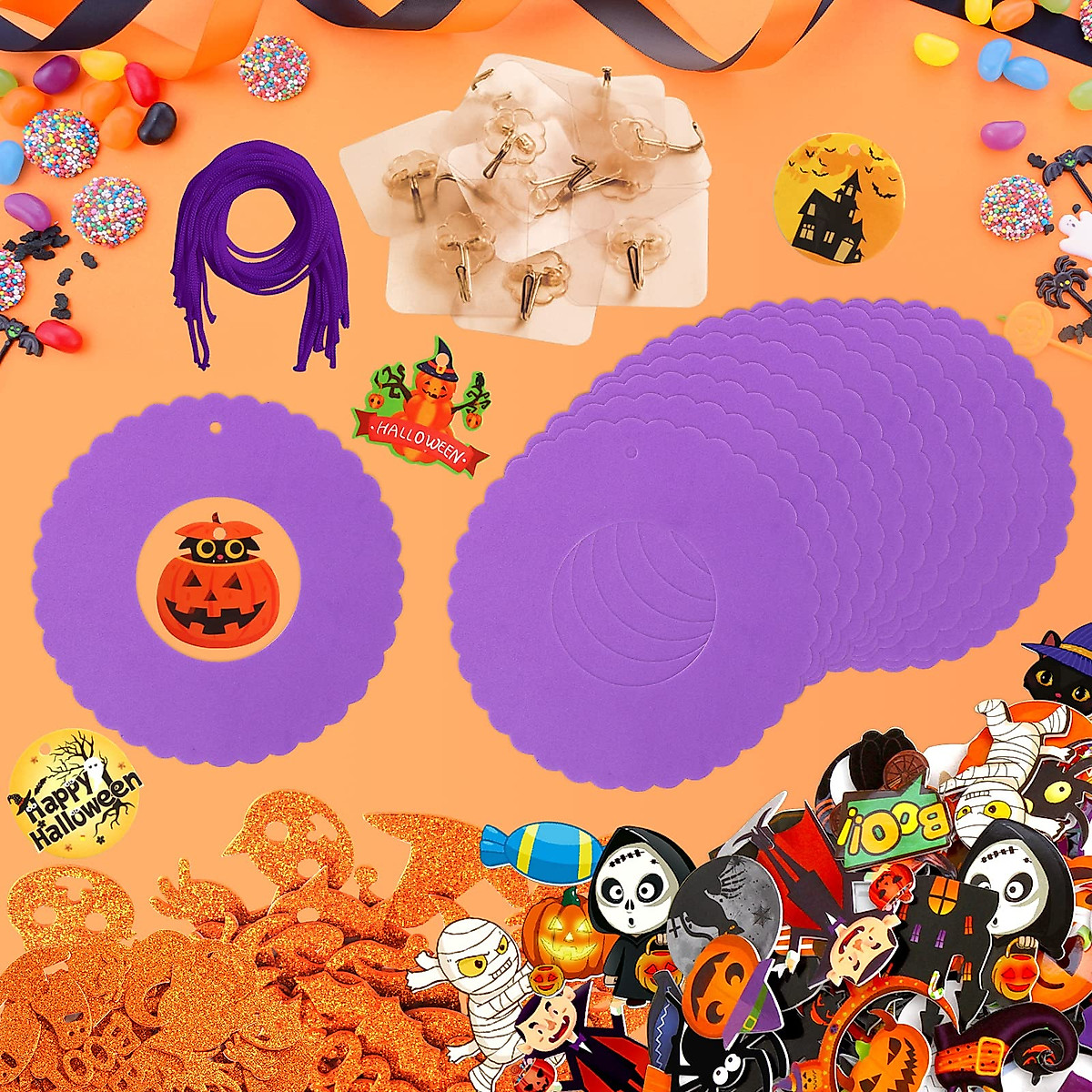 Fancy Land Halloween Wreath Craft Kit Foam Crafts for Kids Trick or Treat Decorations 12 Sets
