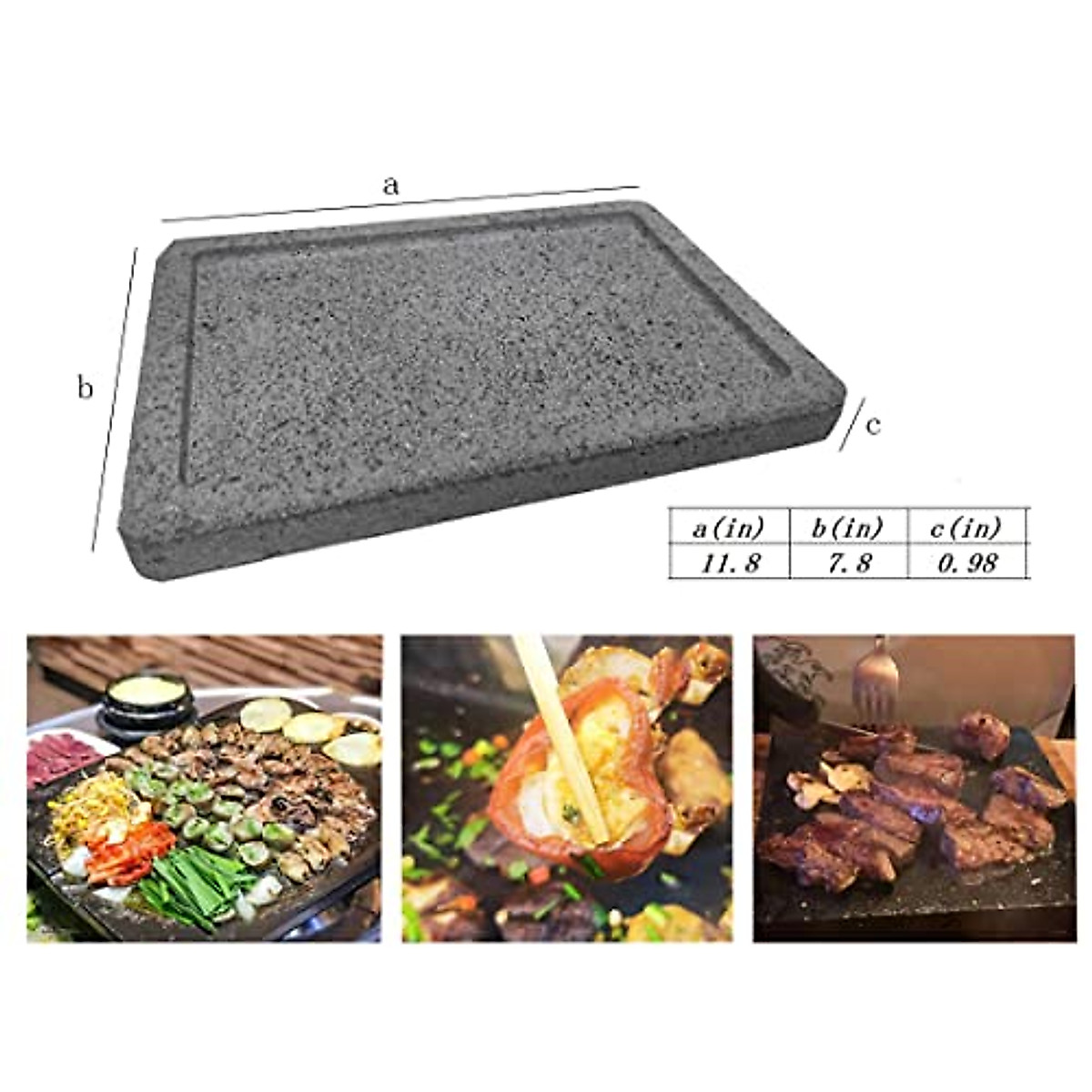 Lava Grill Steak Lava Stone,Lava Hot Stone,Grilling Stone,Tabletop Grill Cooking Stone,11.8x7.9 x1in Steak Lava Stone Stone Grilling Plate for Oven and Barbecue Cooking Meat,Fish,Vegetable and Pizza