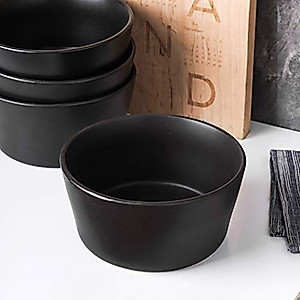 Stone Lain Stoneware Bowls Set, Matte Black, 4 Count (Pack of 1),22.5 fl oz